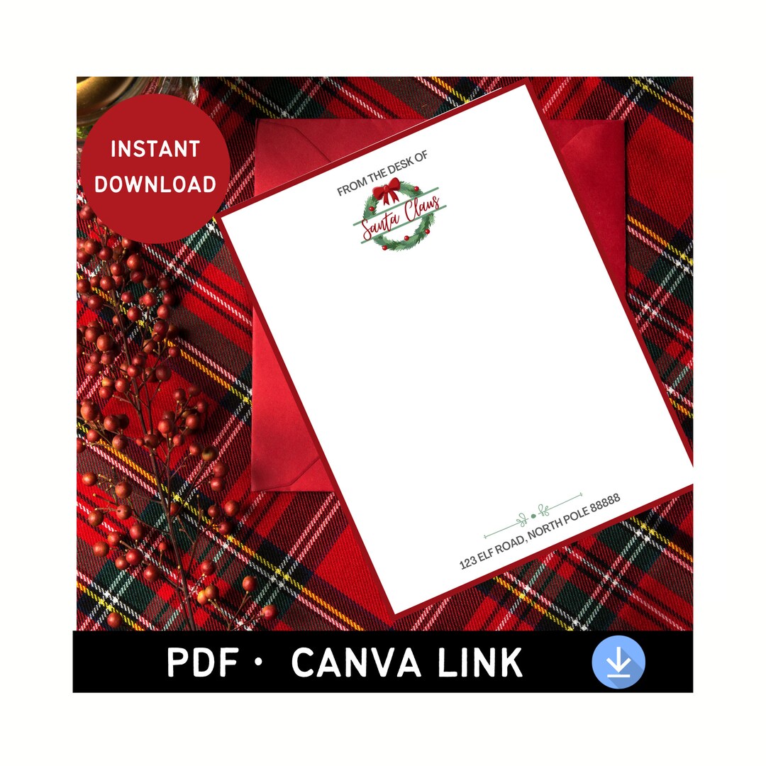 Printable Santa Letterhead: Christmas Stationery (digital Download) - Etsy