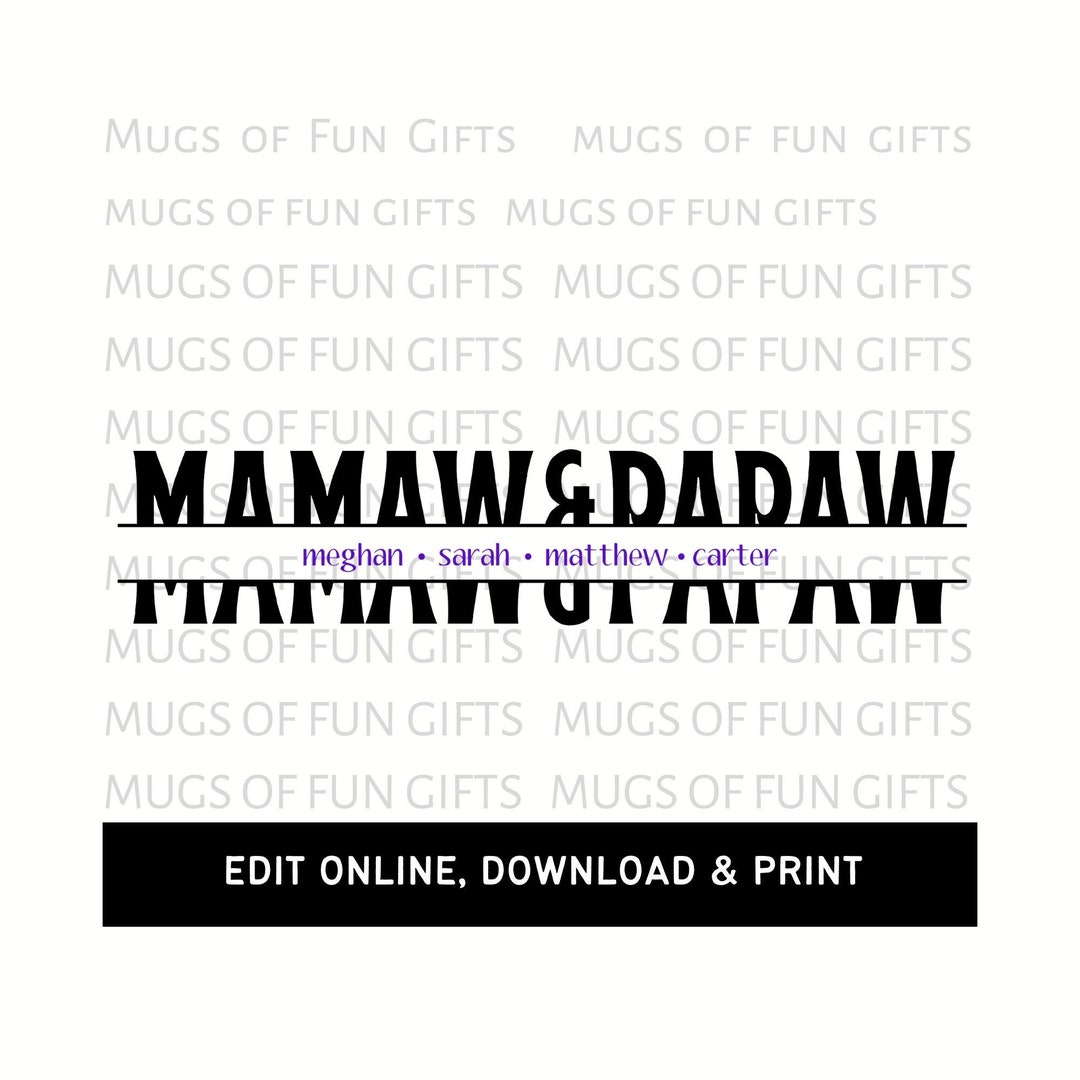 Mamaw and Papaw Split Frame Monogram Editable Digital Download - Etsy