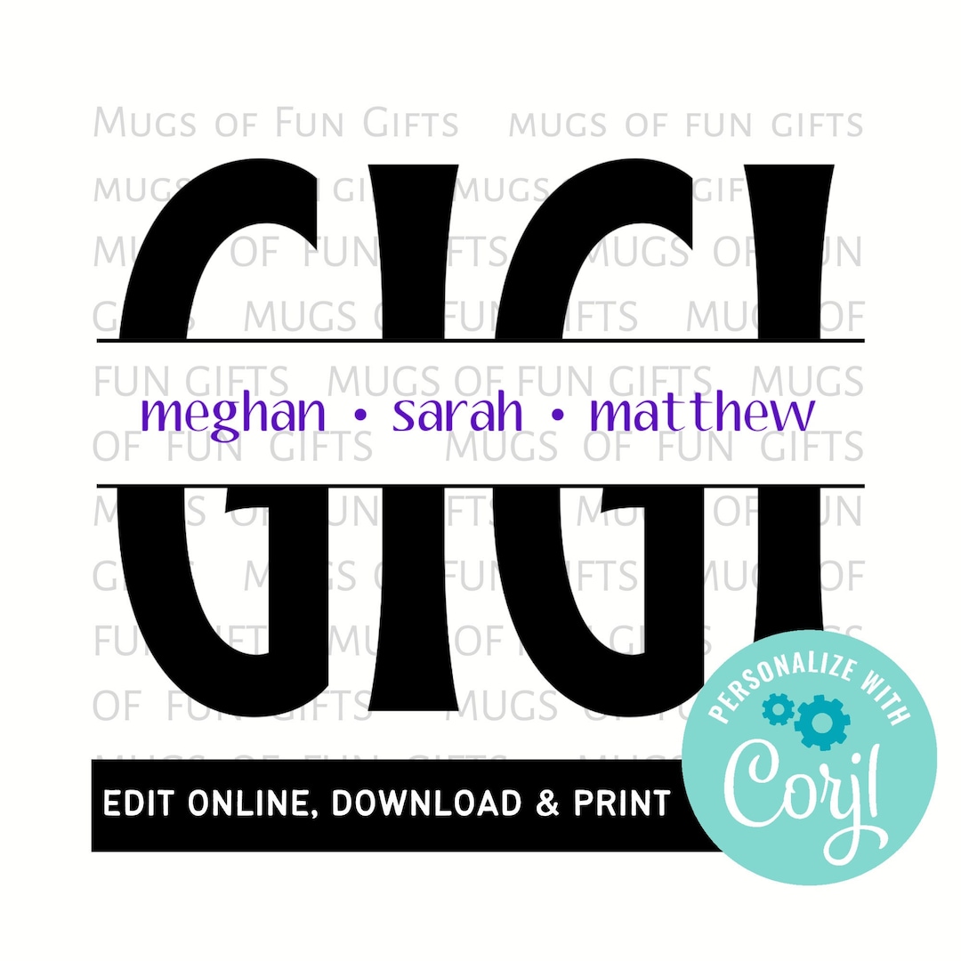Gigi Split Frame Monogram Editable | Digital Download - Etsy