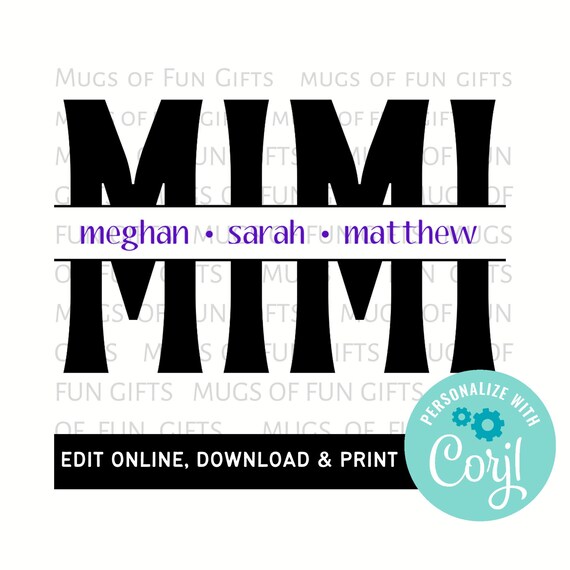 Mimi PNG Mimi Split Frame Monogram Editable Digital | Etsy