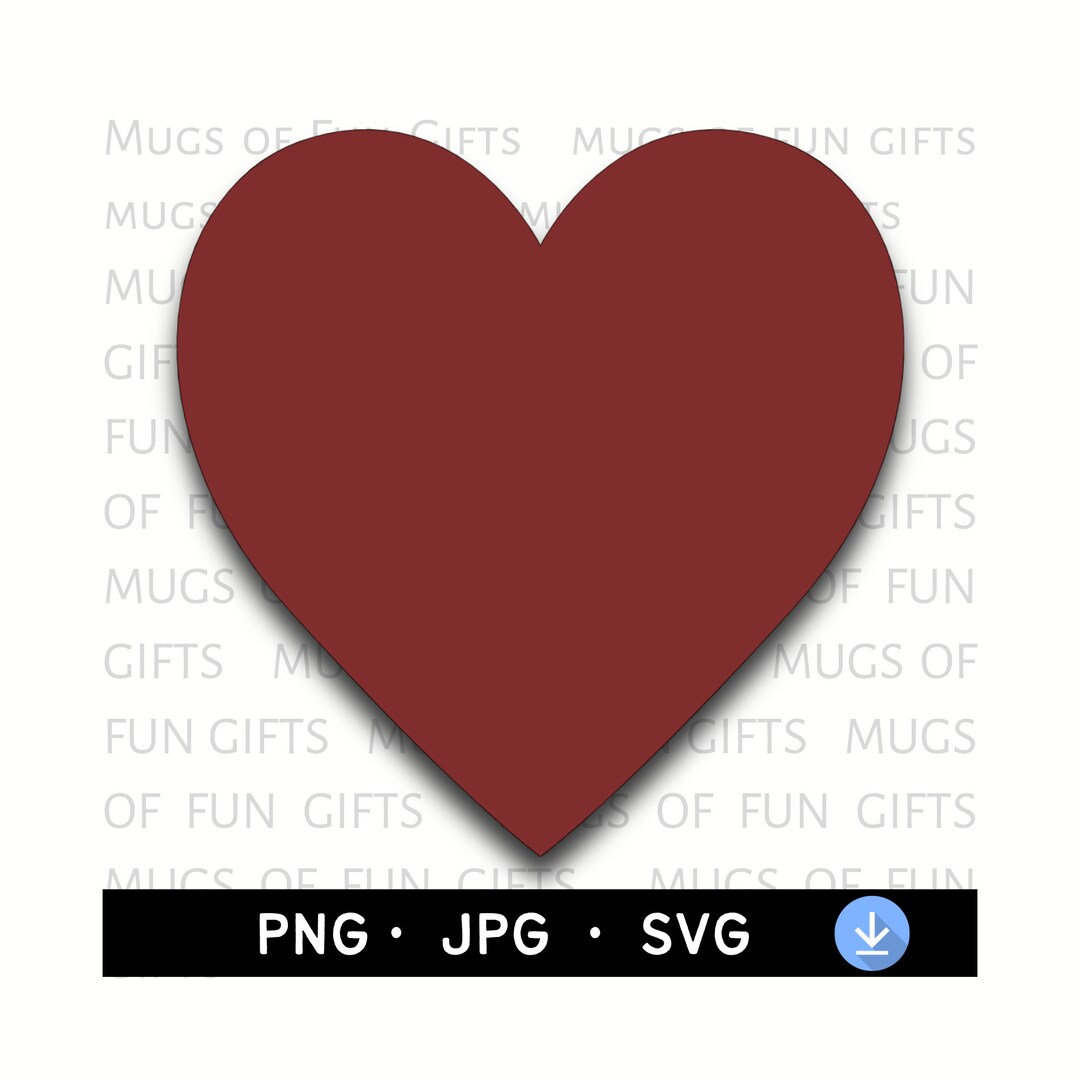 Red Heart With Shadow PNG | Digital Download - Etsy