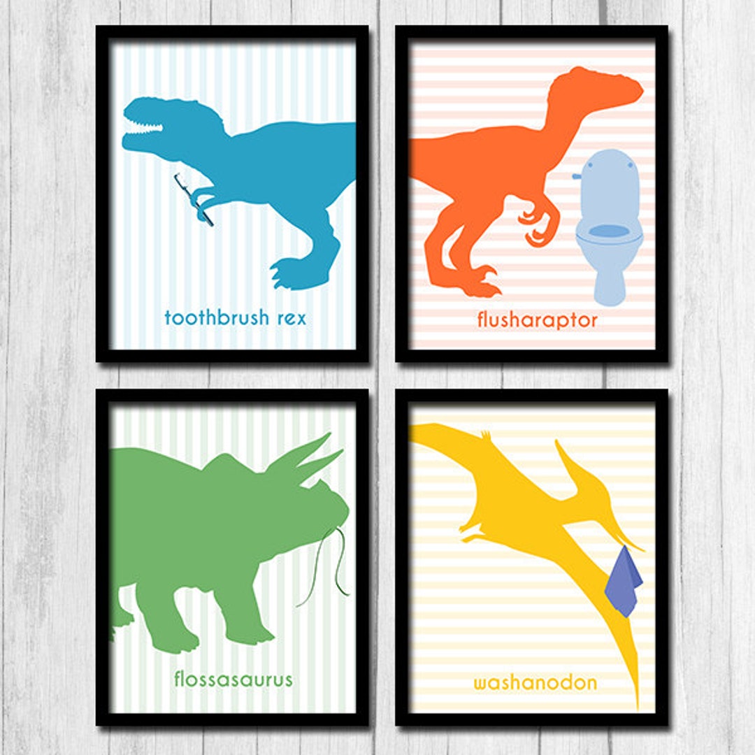 Dinosaur Bathroom Wall Decor Digital Download Ideas for Kids Bathroom ...