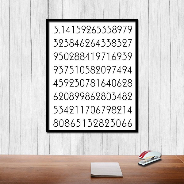 Pi Poster Printable Art Digits of Pi Math Poster Instant Download Math ...