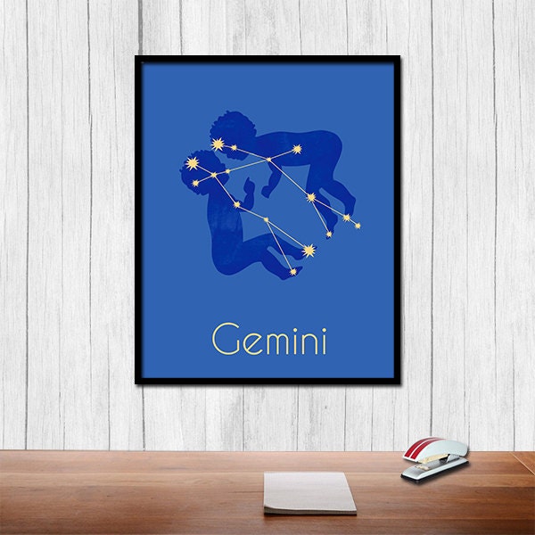 Gemini Print Gemini Zodiac Astrological Sign Poster Zodiac Sign Digital ...