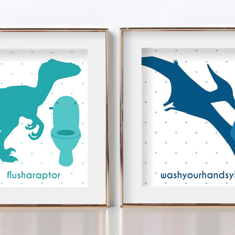 Dinosaur Bathroom Digital Download Kids Bathroom Dinosaur Art Kids ...