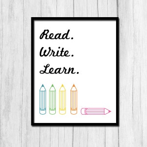 Reading Poster Classroom Decor Rainbow Print Digital Download ...