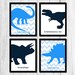 Dinosaur Wall Art Childrens Room Decor Blue Wall Art Navy Blue Prints ...
