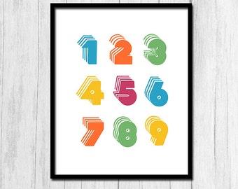 Nursery Art Printable Art Numbers Art Number Poster Nursery - Etsy