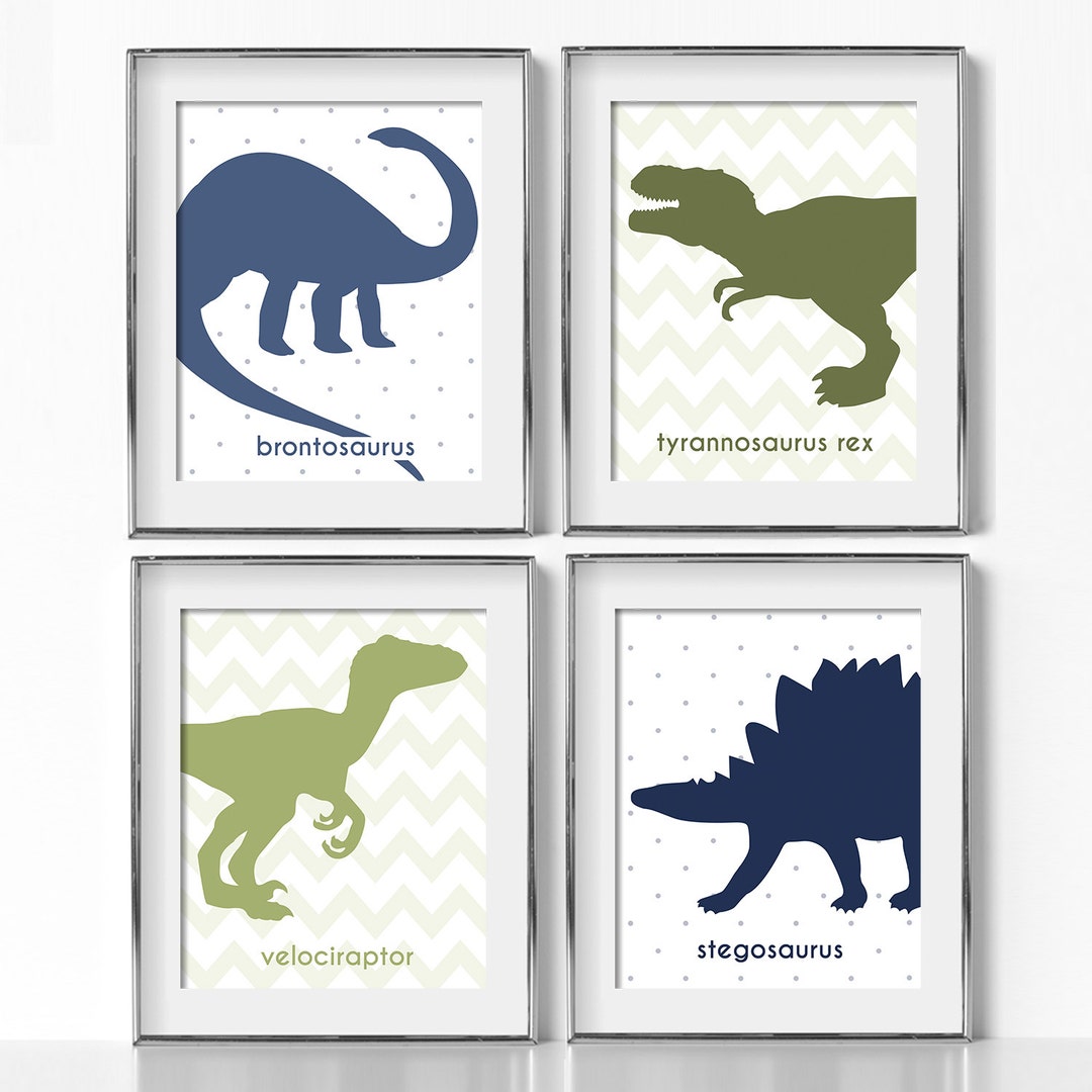 Dinosaur Wall Art Digital Download Dinosaur Print Blue Bathroom Art ...