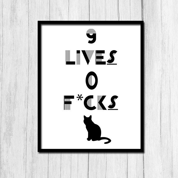 Funny Cat Gifts Digital Download Nine Lives Gift for Cat Lover Instant ...