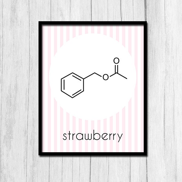 Strawberry Print Molecule Print Digital Download Gift for Nerd - Etsy