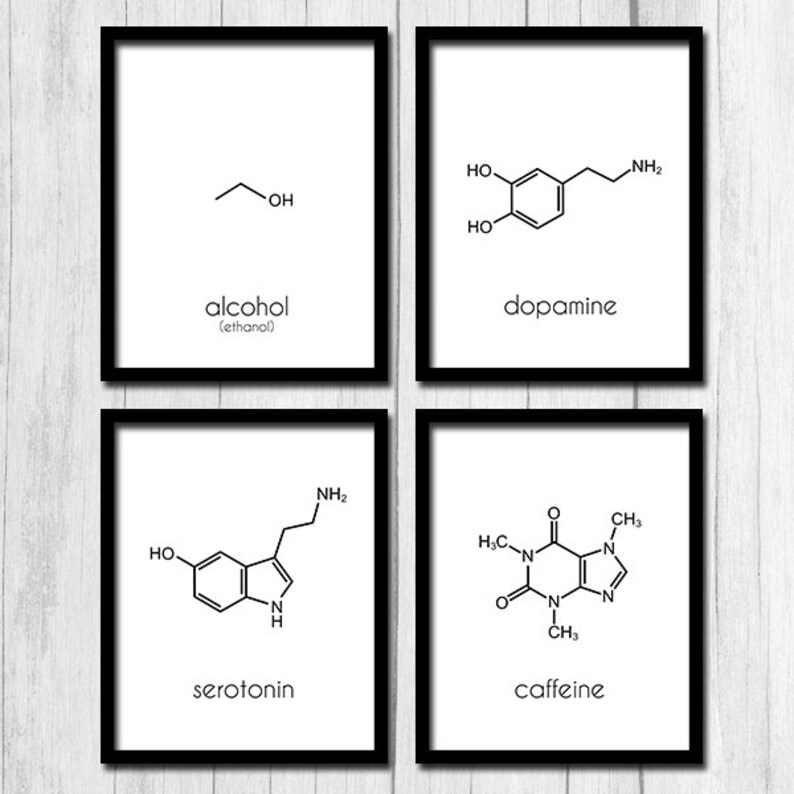 Alcohol Sign Digital Download Caffeine Sign Printable Art Chemicals ...