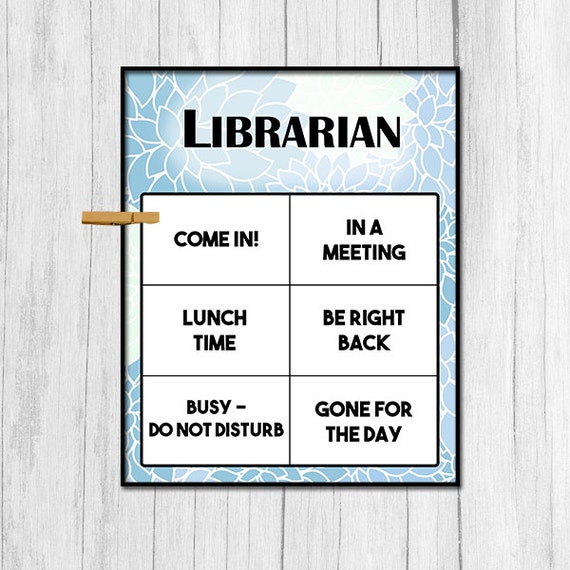 Librarian Door Sign Digital Download Librarian Gift Printable Art ...