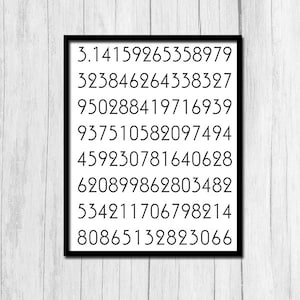 Pi Poster Printable Art Digits of Pi Math Poster Instant Download Math ...