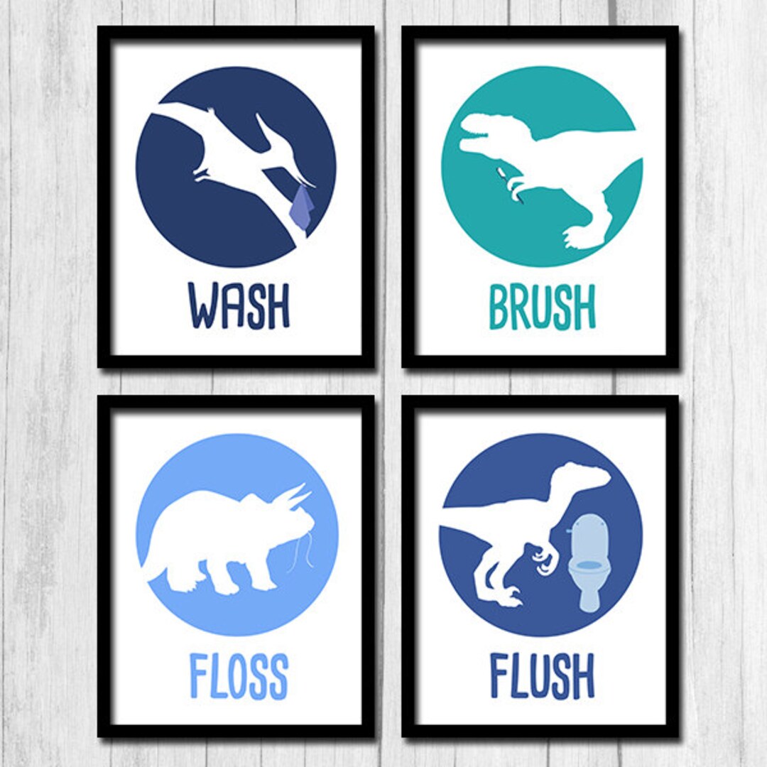 Dinosaur Bathroom Printables Digital Download Kids Bathroom Art ...