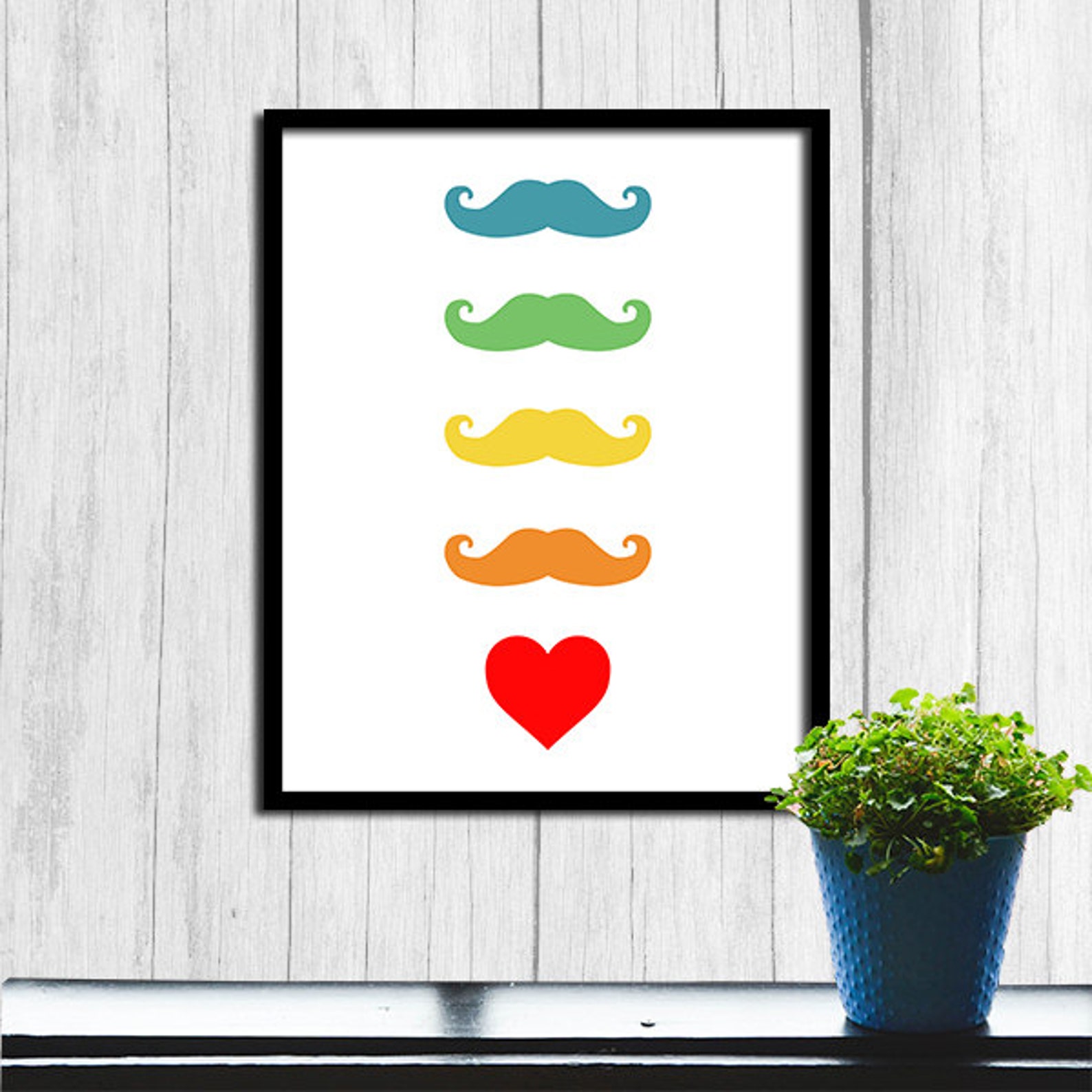 Rainbow Poster Mustache Art Digital Download Rainbow Mustache Printable ...