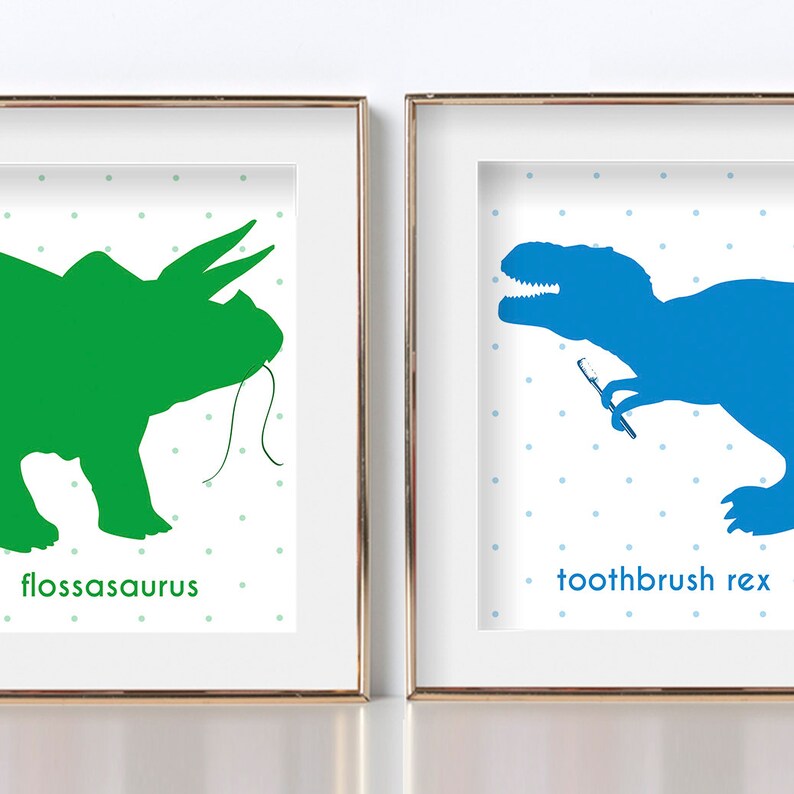 Dinosaur Bathroom Digital Download Kids Bathroom Dinosaur Art Kids ...