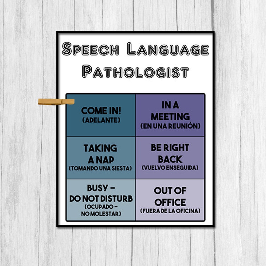 Speech Language Pathologist Spanish Translation Door Sign Speech ...