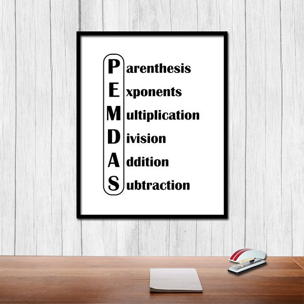 Math Classroom Poster Classroom Printable Pemdas Poster Digital ...