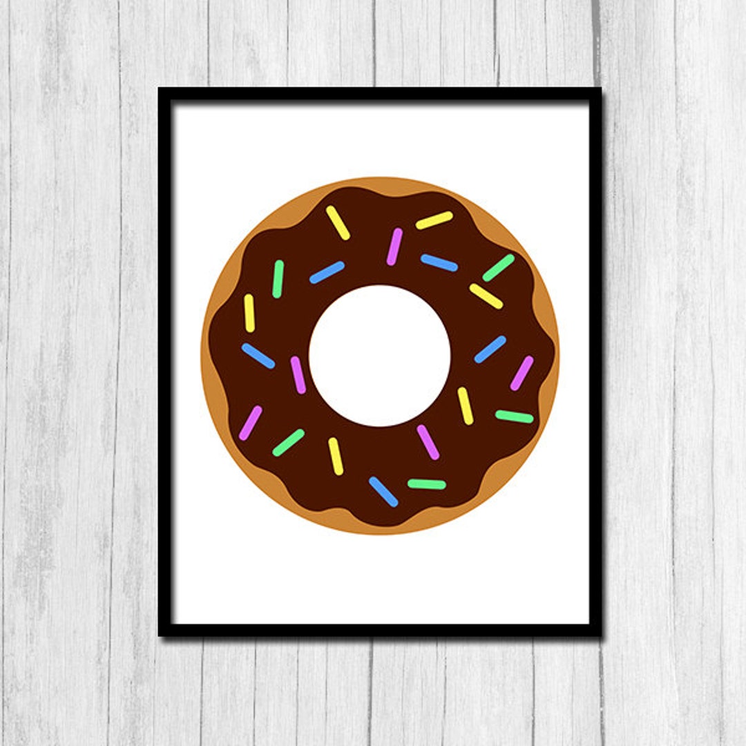 Donut Print Digital Art Chocolate Donut Printable Donuts Print Kitchen ...