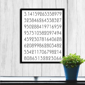 Pi Poster Printable Art Digits of Pi Math Poster Instant Download Math ...