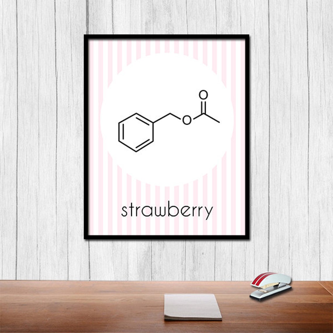 Strawberry Print Molecule Print Digital Download Gift for Nerd | Etsy