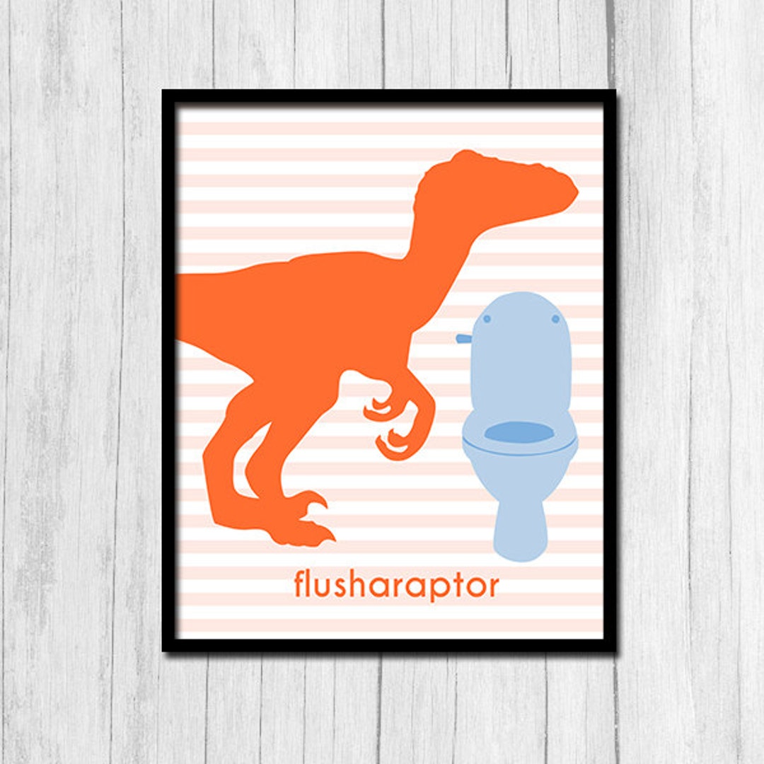 Kids Bathroom Sign Digital Download Flush Sign Boys Room Decor Orange ...