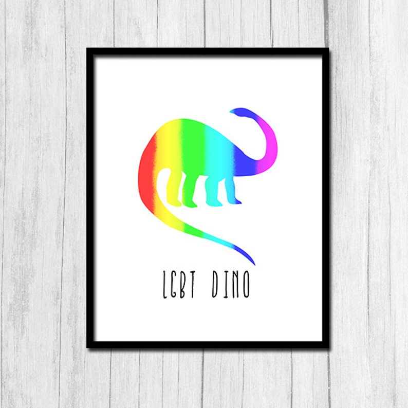 Rainbow Pride Dinosaur Printable Gay Flag Digital Download Gay Art Same ...