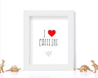 Instant Download Caffeine Molecule, Caffeine Art Print, Printable Art ...