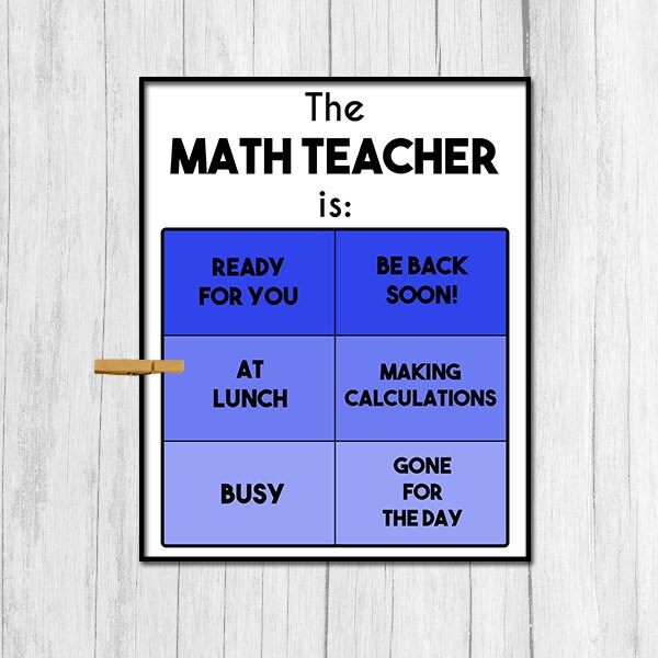 Math Teacher Gift Digital Download Math Teacher Door Sign Printable Art ...