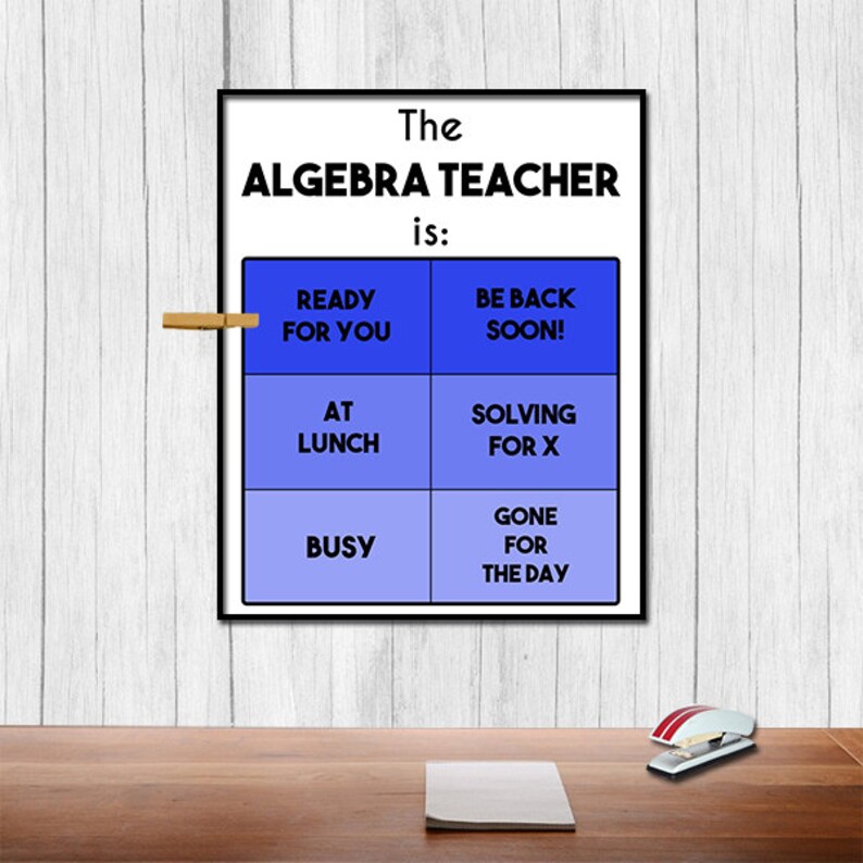 Algebra Teacher Gift Digital Download Math Teacher Door Sign - Etsy