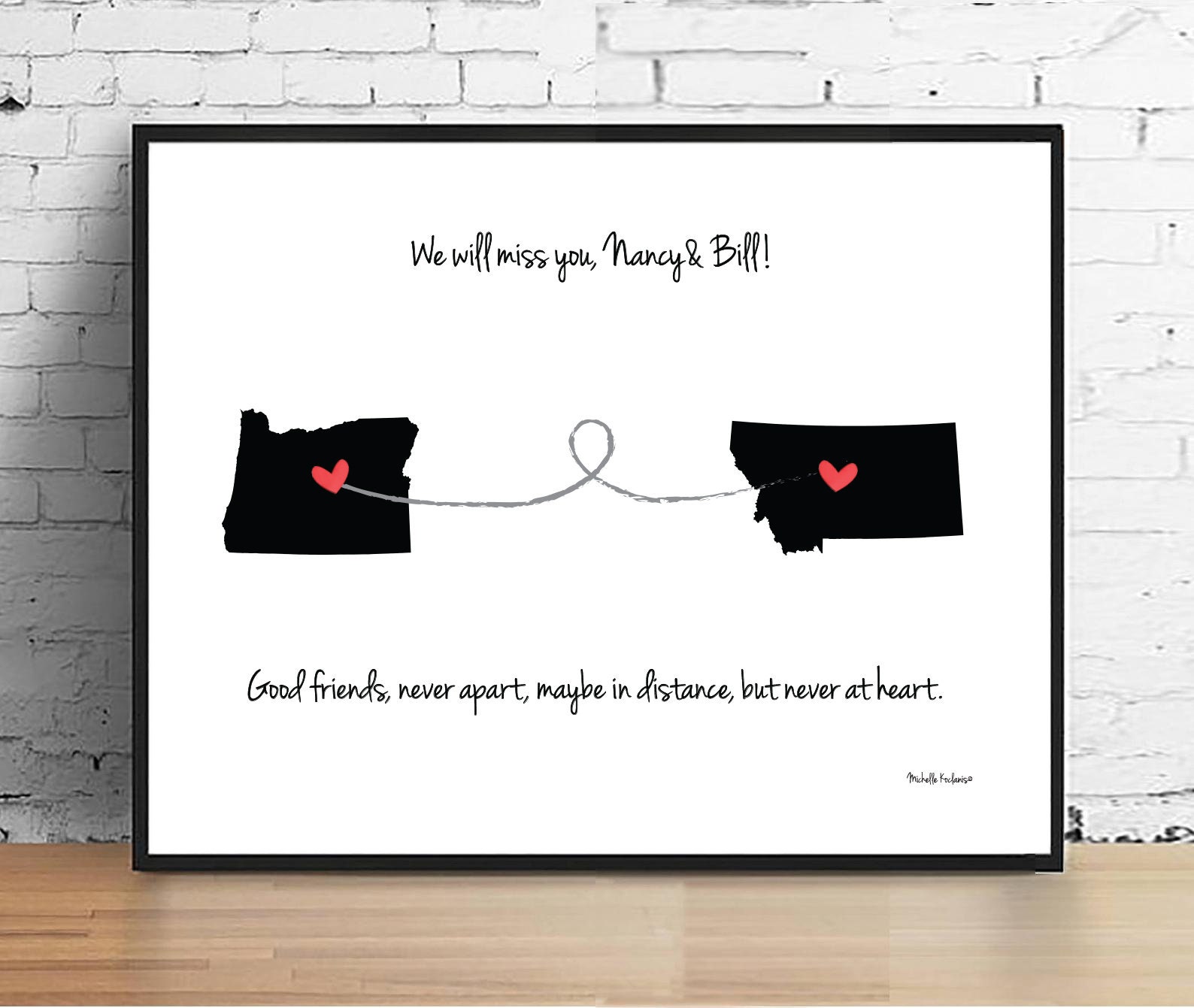 Custom State to State Friendship Print: Going Away Gift (digital ...