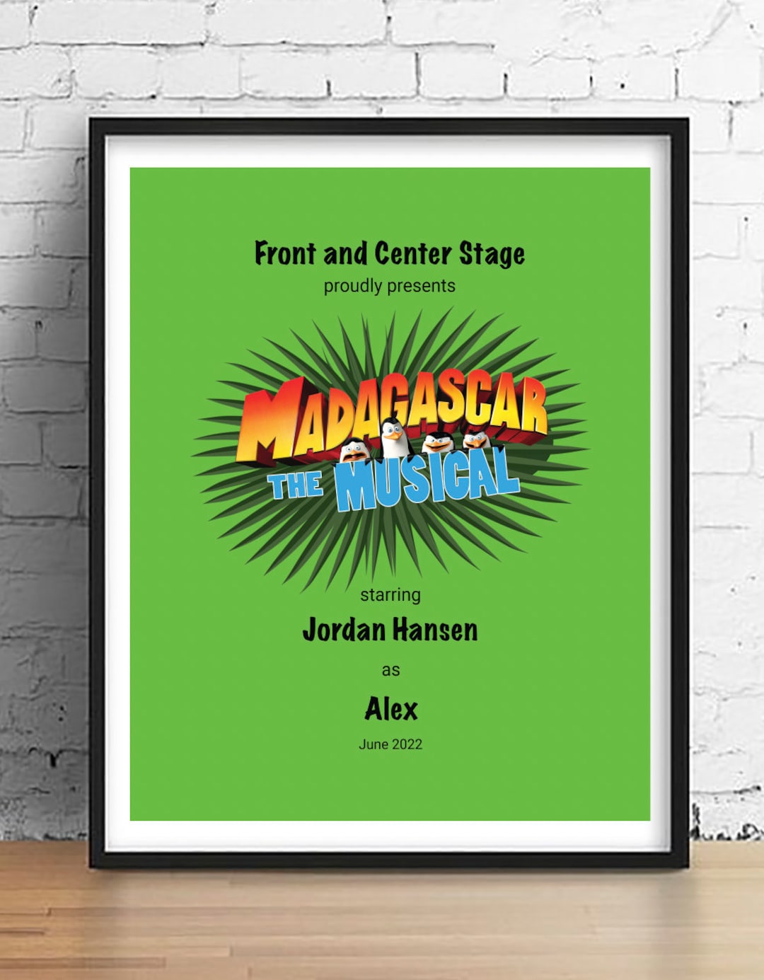 Madagascar the Musical • Playbill Poster • Gift for Actor • Alex ...