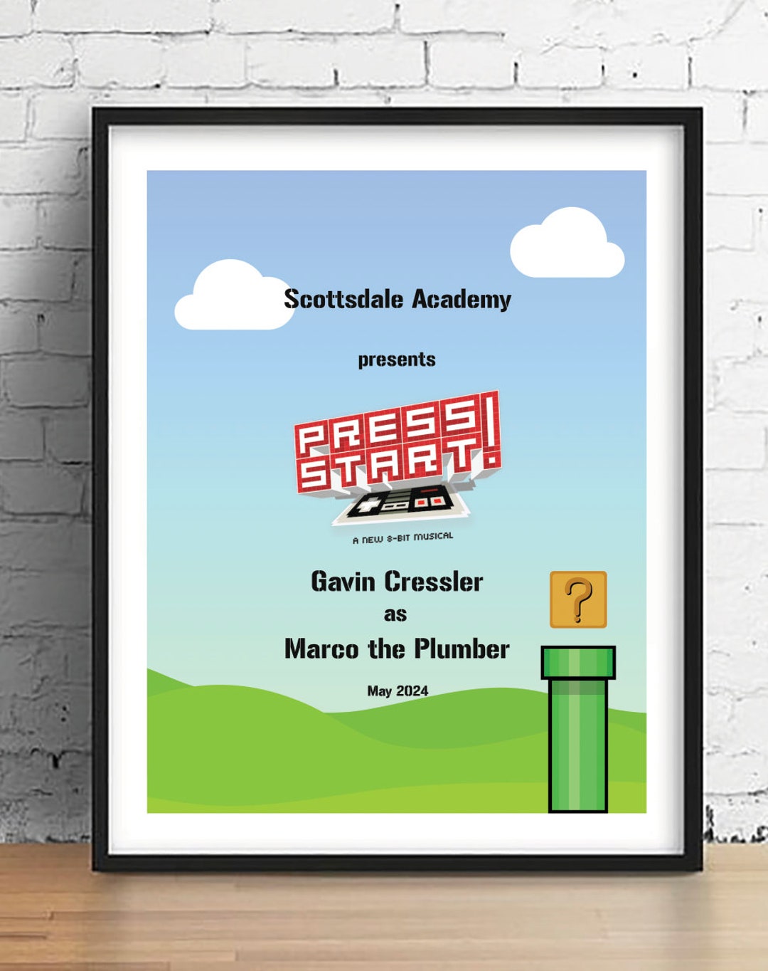 Press Start Musical Poster: Personalized Actor Gift (digital Download ...