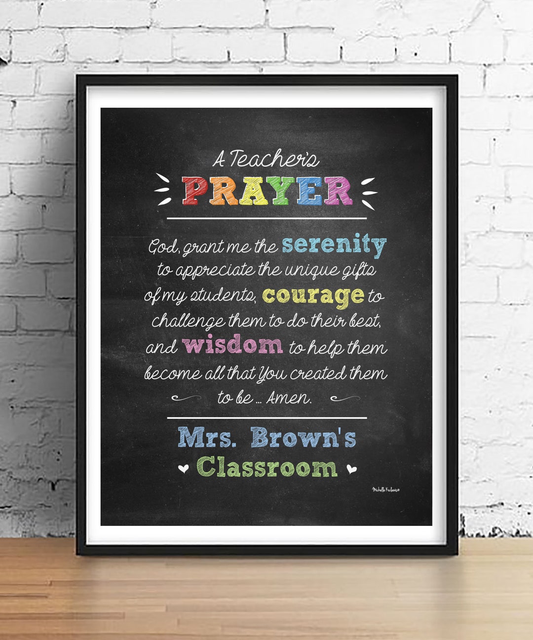 Personalized Teacher Prayer Print: Classroom Serenity Prayer (digital ...