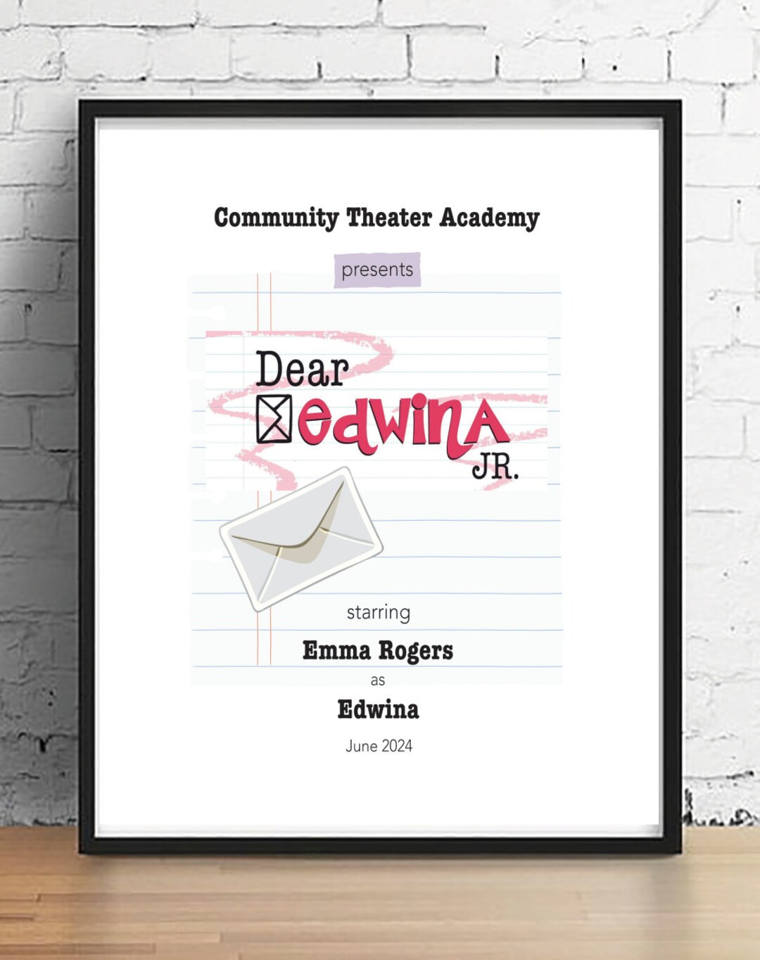 Dear Edwina Jr. Playbill Art: Personalized Musical Theatre Gift ...