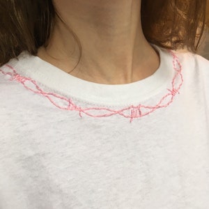 Embroidered Barb Wire Shirt Collar Embroidery Custom Quote Embroider ...