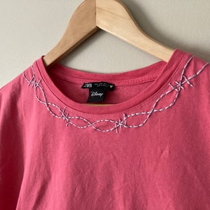 Barb Wire Shirt Embroidered Crop Top Embroidered Barbwire Choker Pink ...
