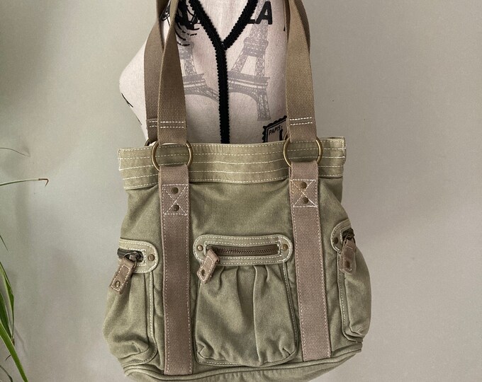 Y2K Shoulder Bag 90 Vintage Bag Big Y2K Purse Green Canvas Shoulder Bag ...