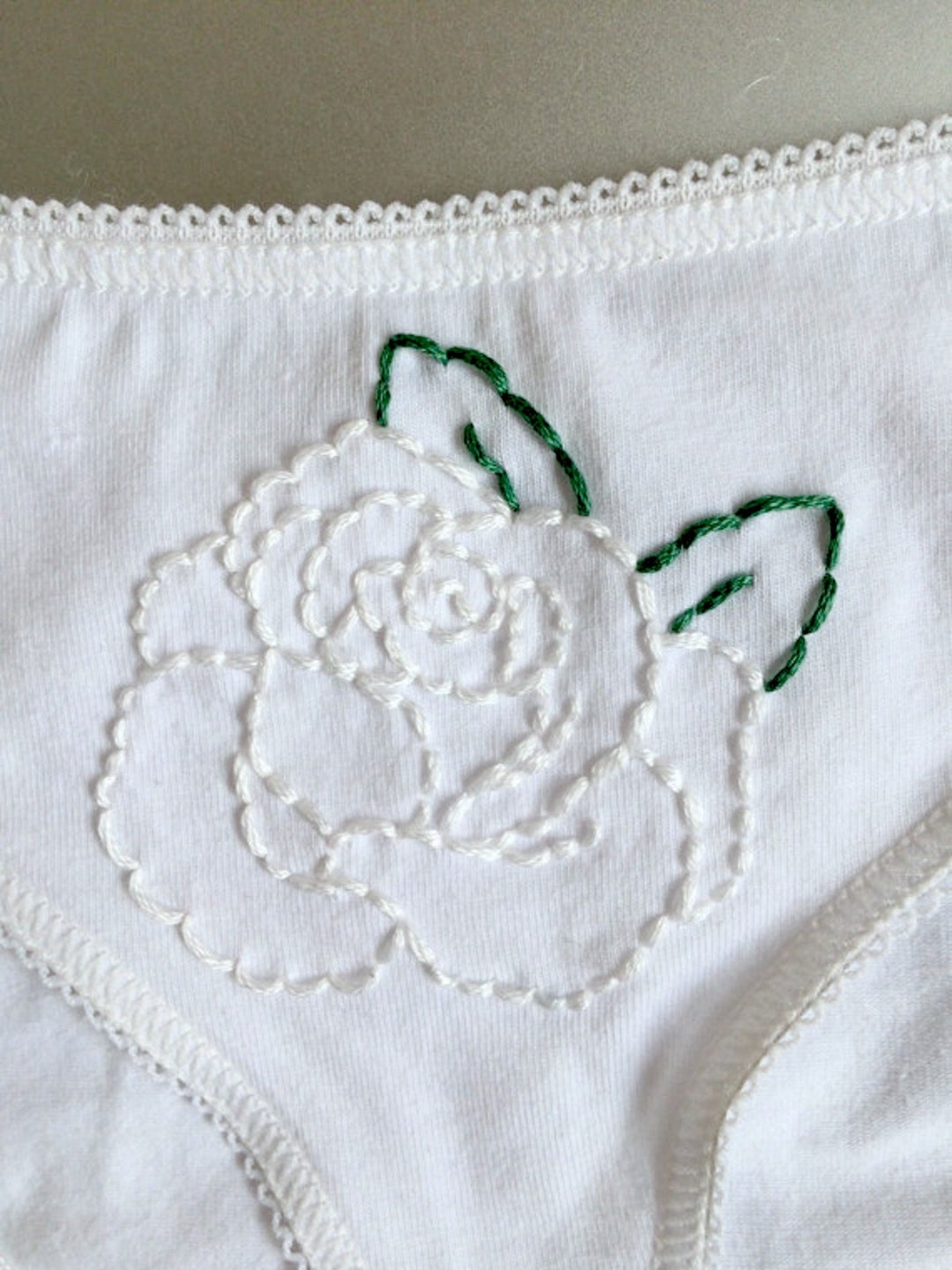 Rose White Bridal Lingerie Hand Embroidered Flower Embroidery Floral ...