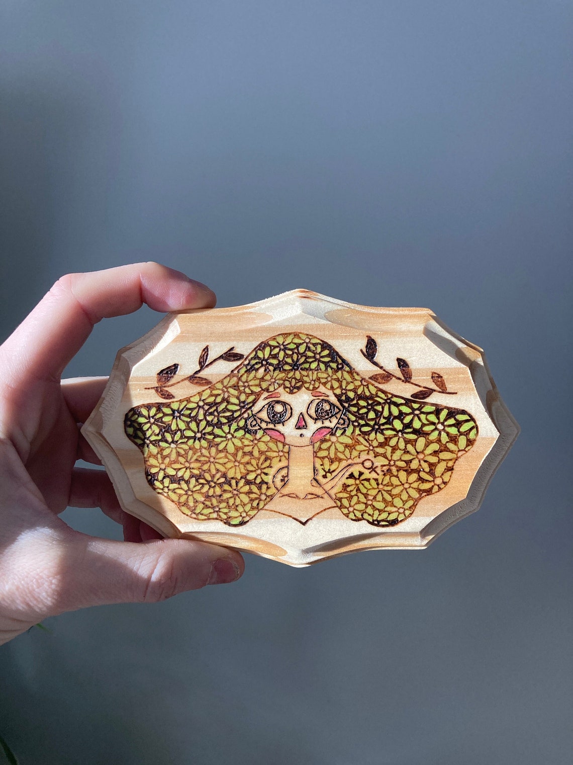 Florabelle, 2021 | Pyrography Wood Burning Art, Painted Wooden Wall ...