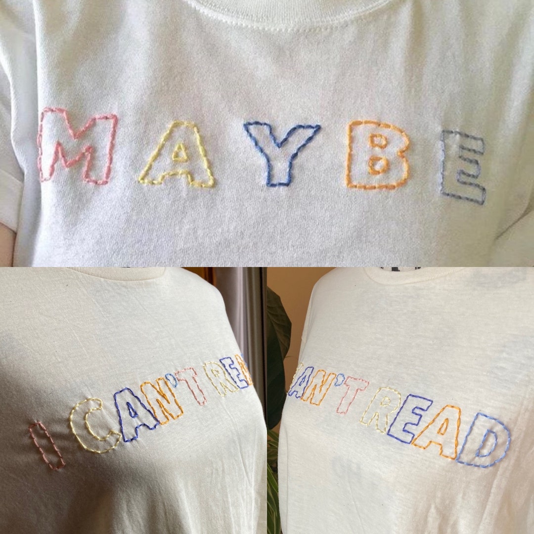 Pastel Block Letter Tee CAPS Font Custom Hand-embroidered Shirt - Etsy