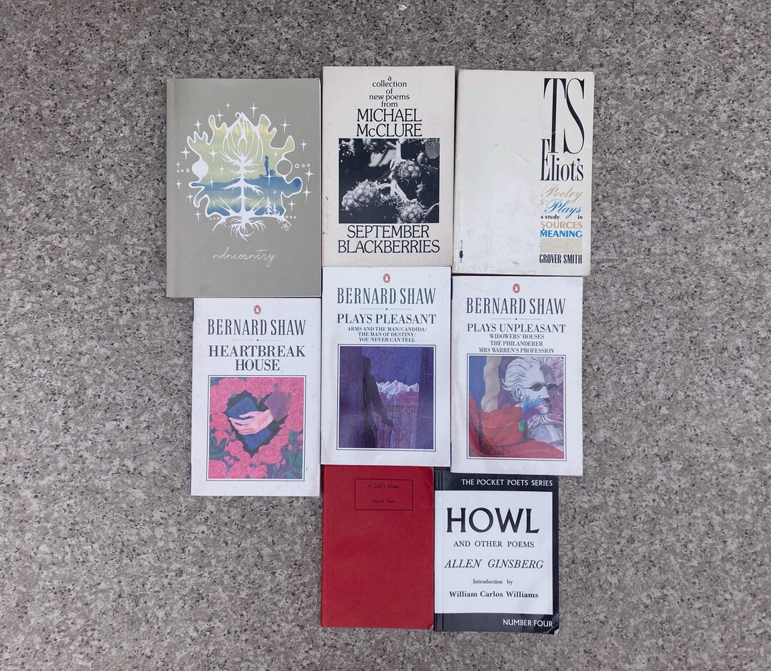 8 Poetry Book Lot Poems Vintage Book Stack Set of Stageplay Paperbacks ...