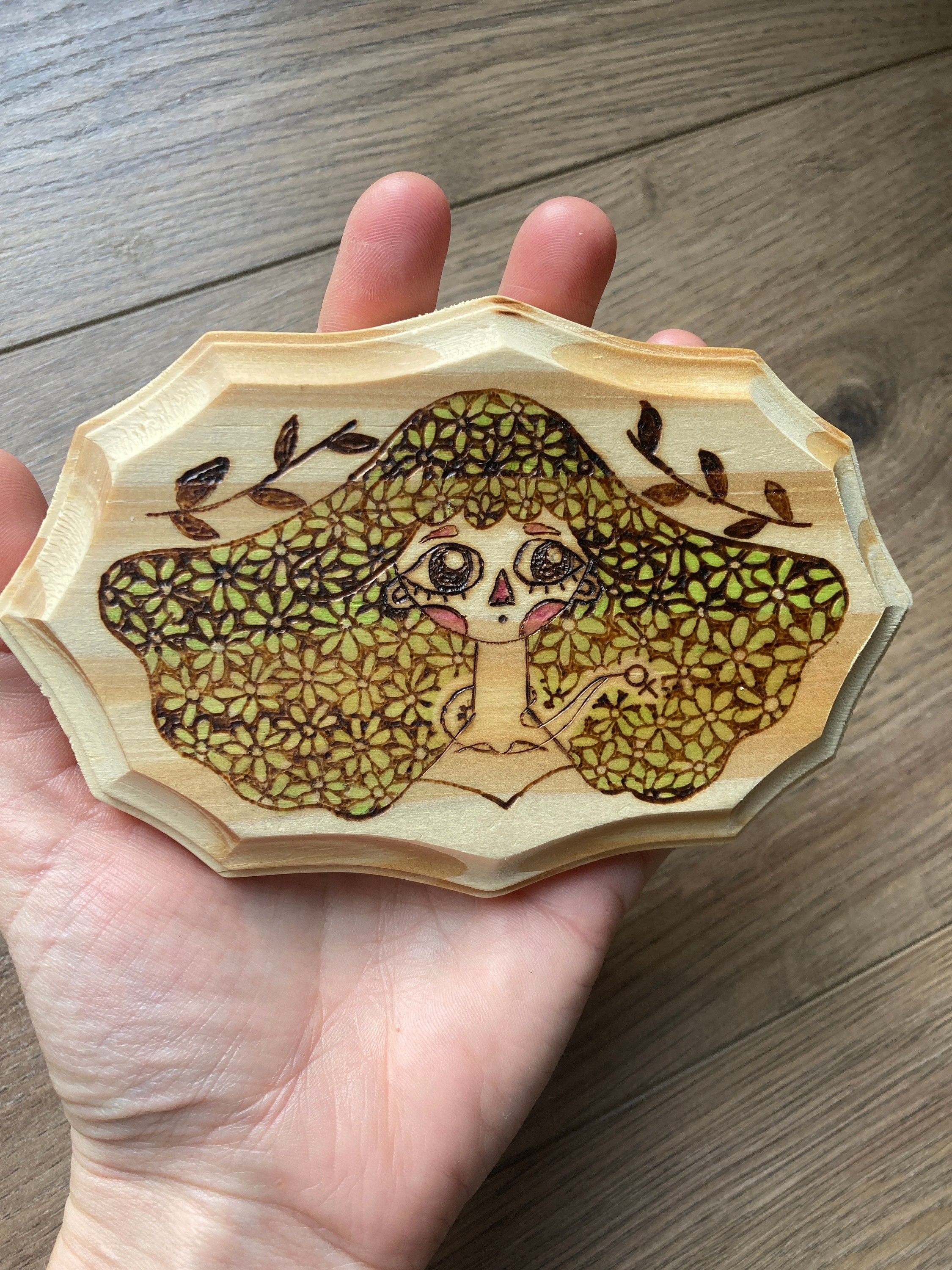 Florabelle, 2021 | Pyrography Wood Burning Art, Painted Wooden Wall ...