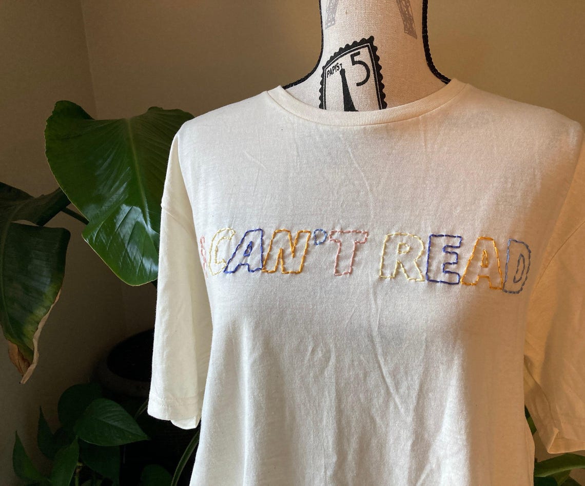 Pastel Block Letter Tee | CAPS Font | Custom Hand-embroidered Shirt - Etsy