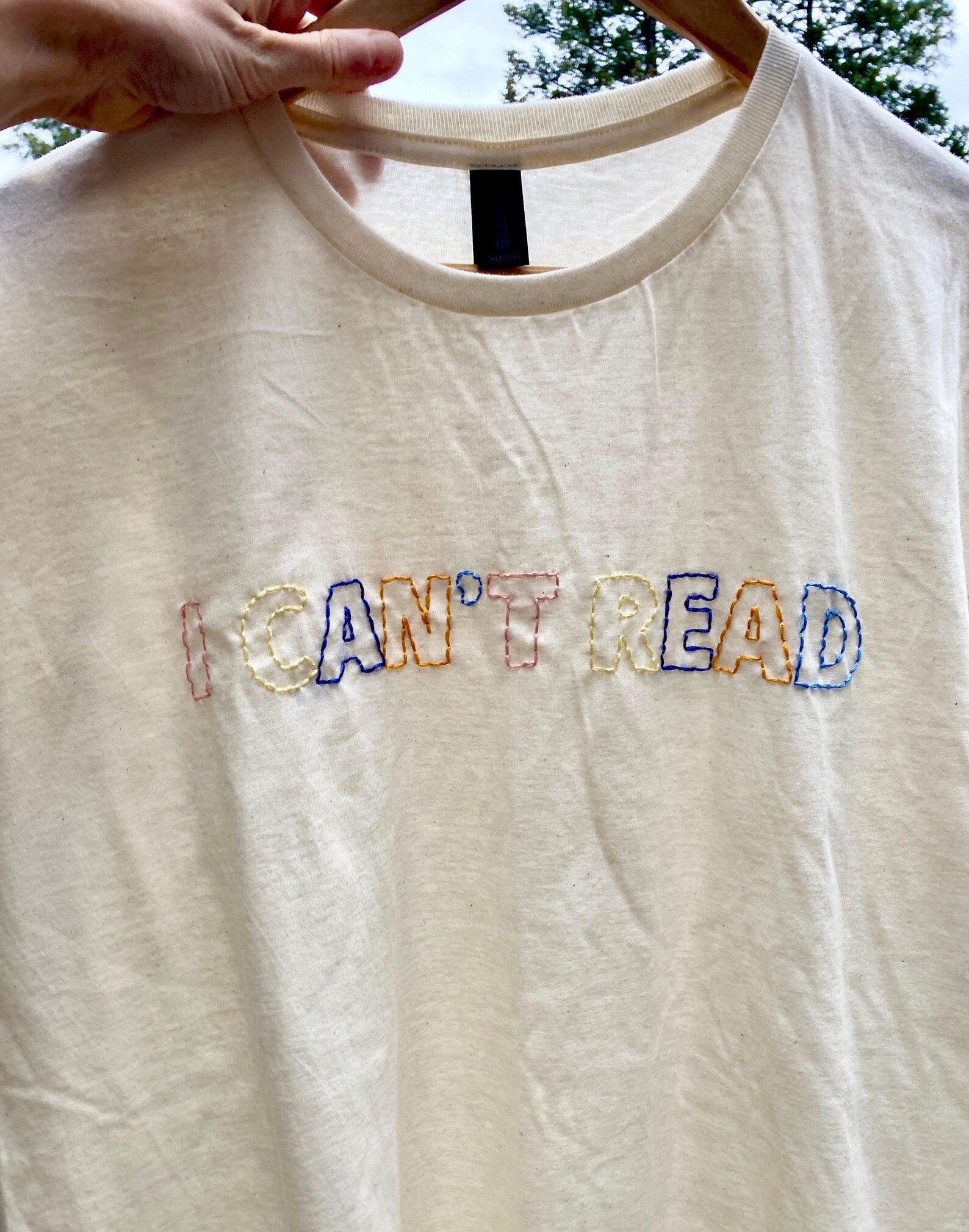 Pastel Block Letter Tee | CAPS Font | Custom Hand-embroidered Shirt - Etsy