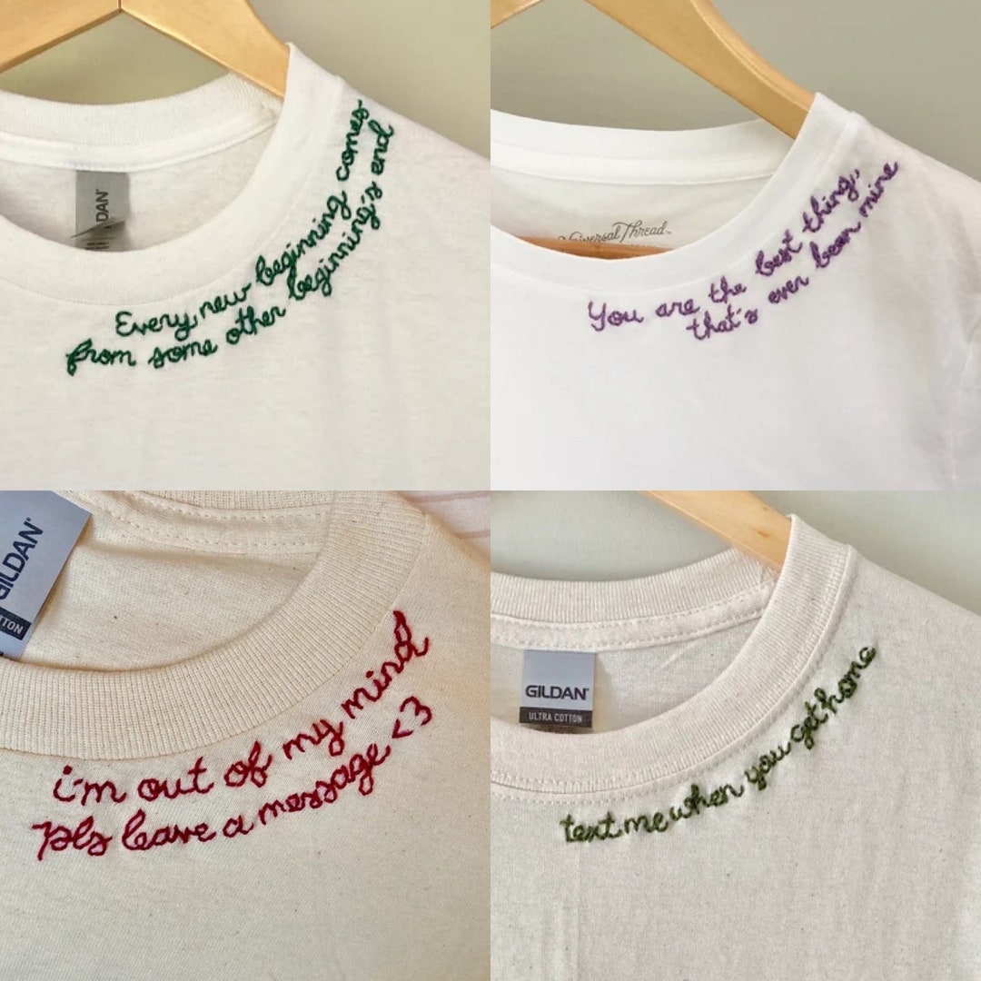 Custom Lettering Neckline Embroidery, Custom Quote Gift, Personalized ...