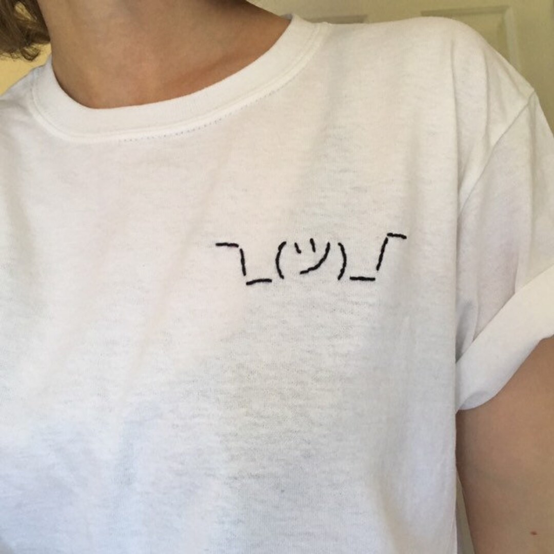 MEH T Shirt Embroidery Design Modern & Minimal / Shrug Emoji Shirt ...