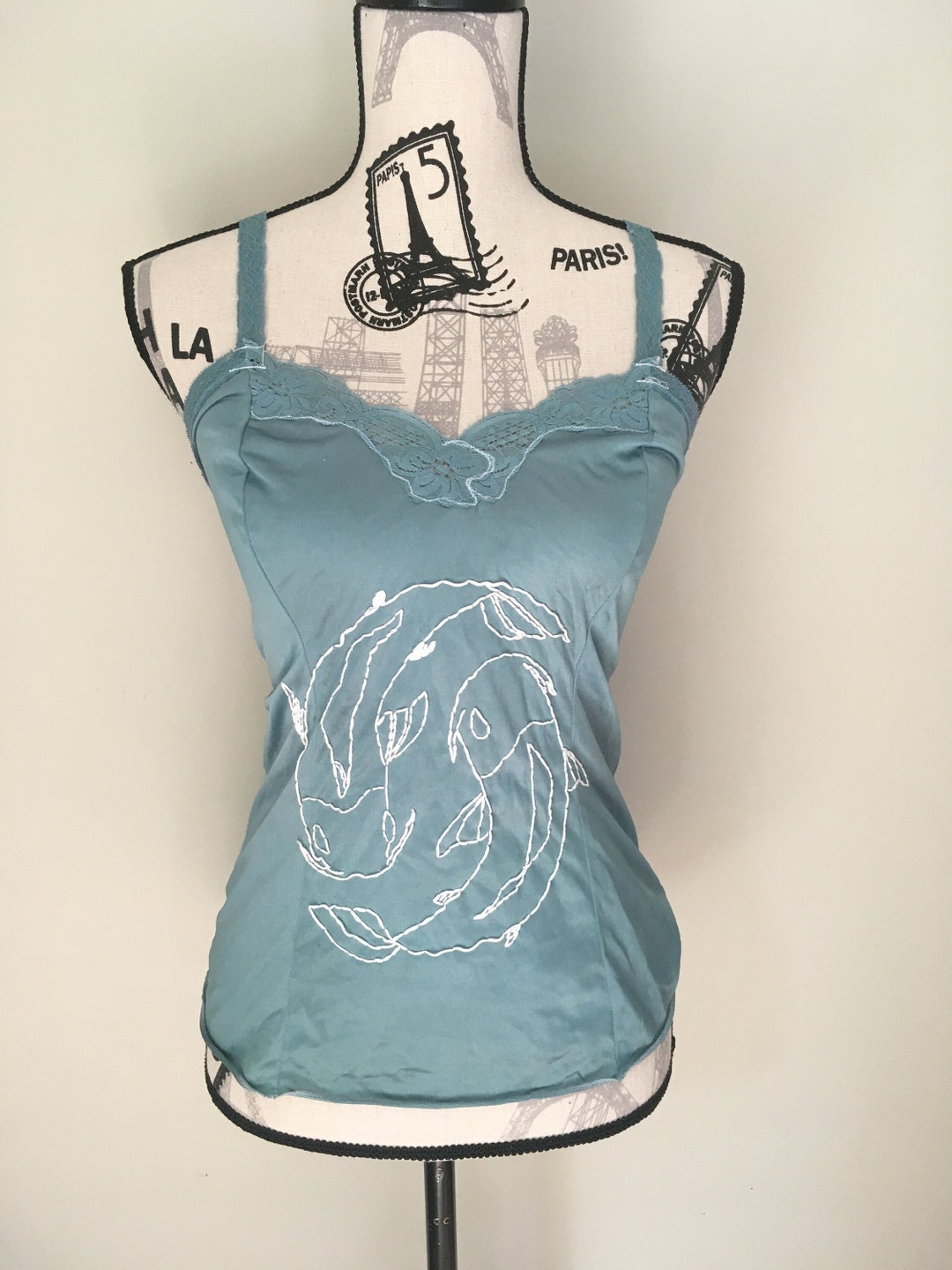 Embroidered Lingerie Silk Camisole Embroidered Koi Fish Japanese Koi ...