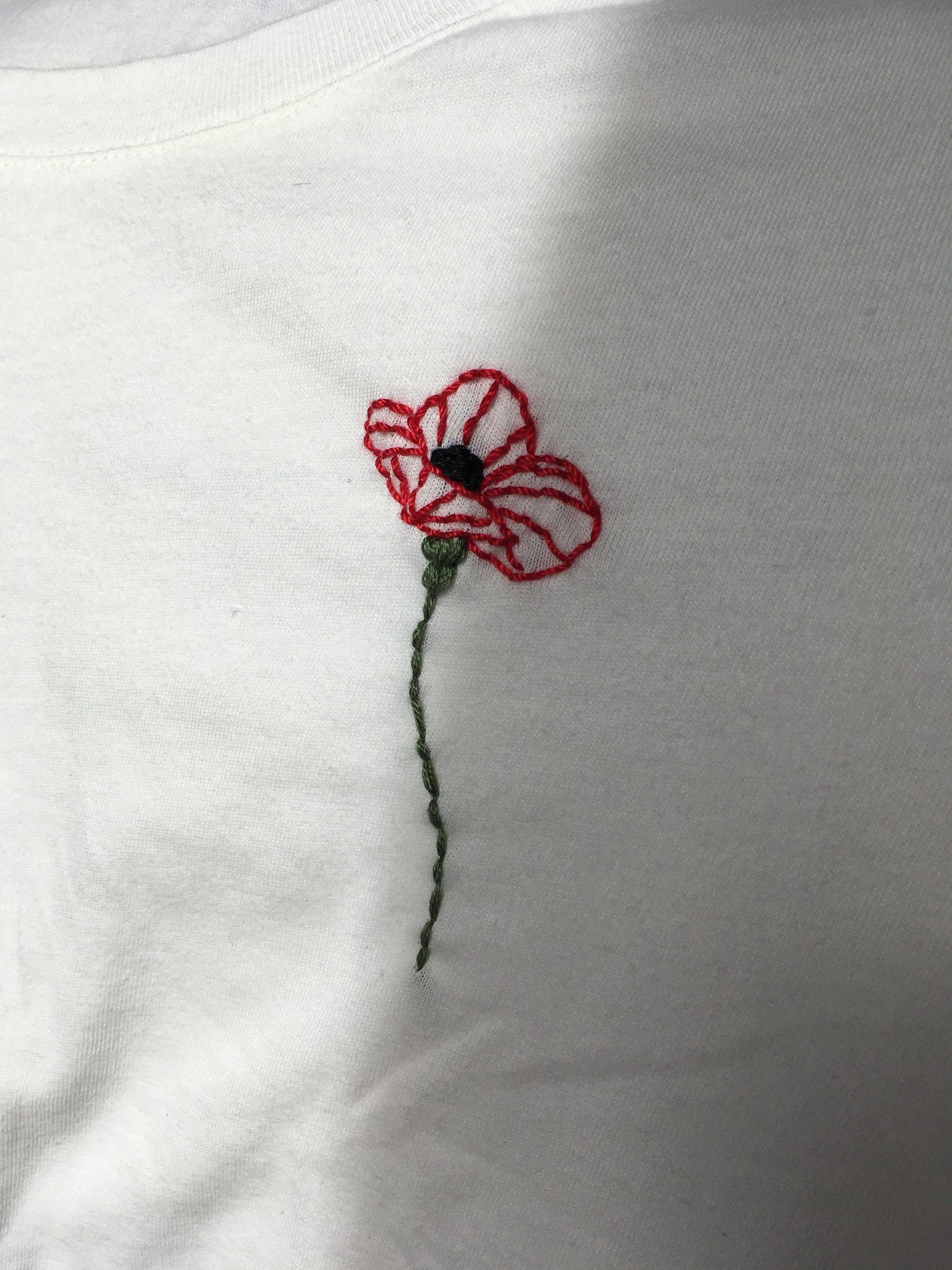 Poppy Flower Embroidery Design, Minimal Flower Shirt, Custom ...